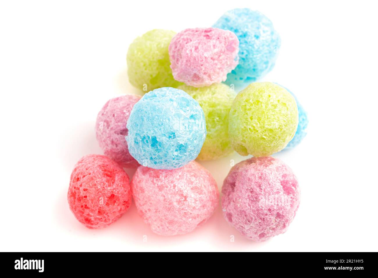 Puffed Freeze Dried Fruit Flavored Candy Isolated on a White Background ...