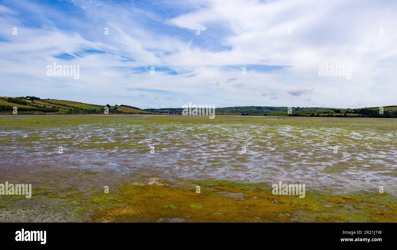 Vast tidal plains in the of Ireland on a summer day. Irish landscape. A ...