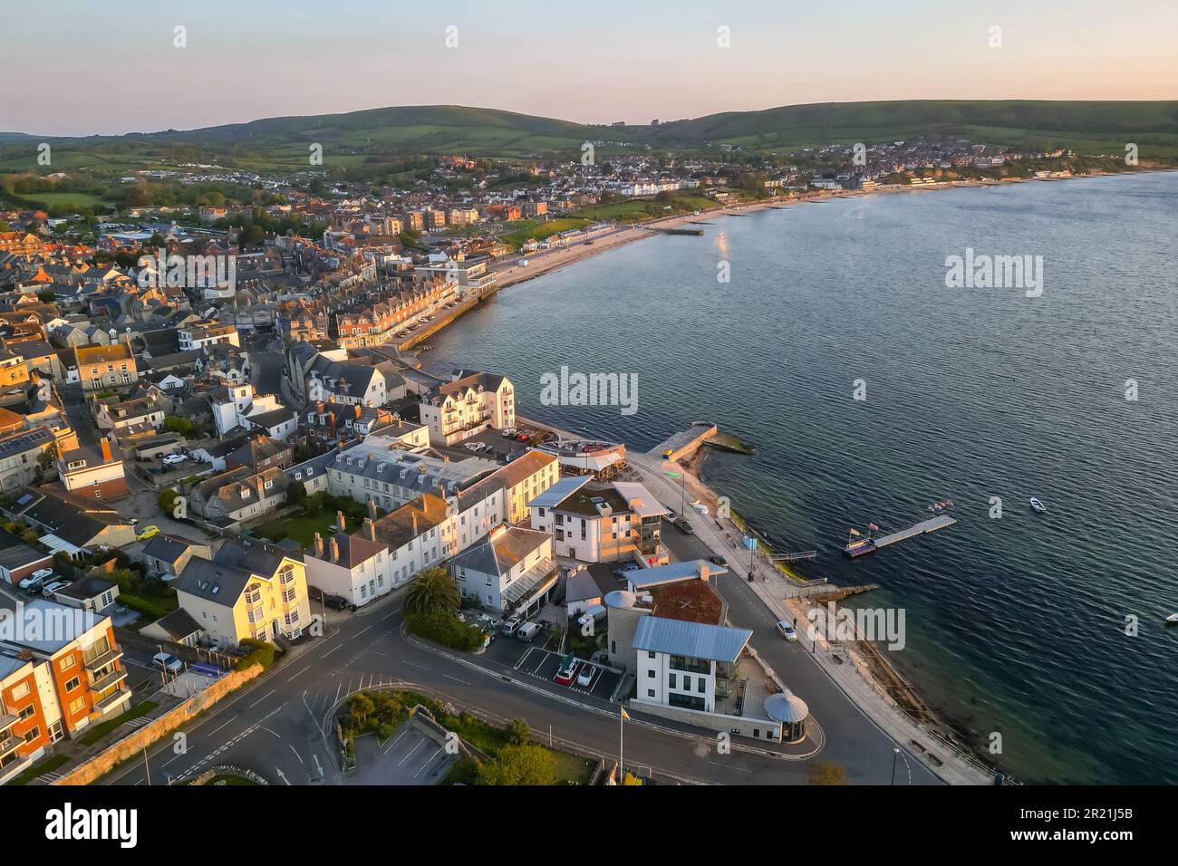 Swanage, Dorset, UK. 16th May 2023. UK Weather. View from the air of ...