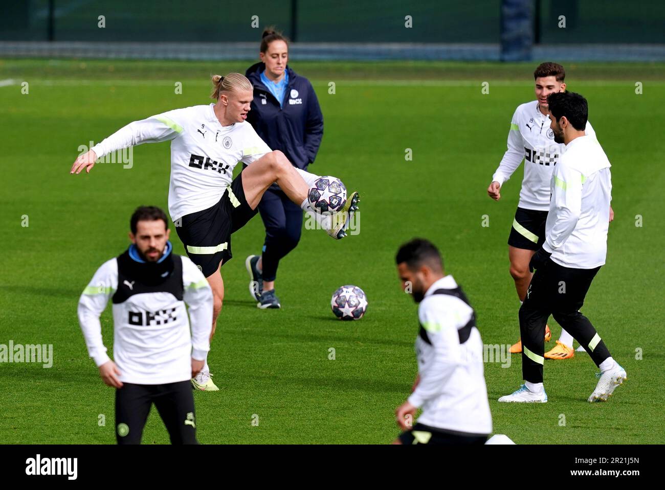 Manchester City's Erling Haaland during a training session at the City ...