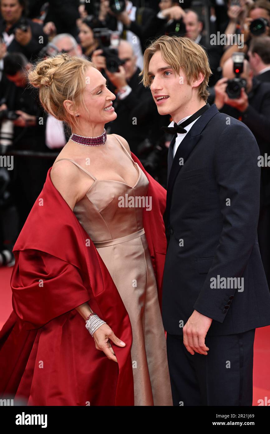 Uma Thurman and Levon Hawke, attending the Jeanne du Barry premiere ...