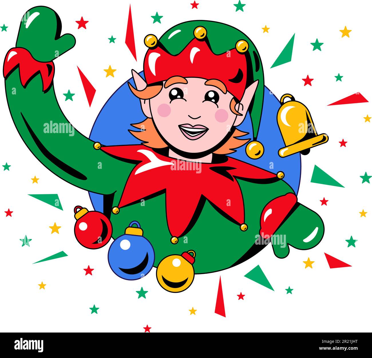 Cartoon waving christmas elf hi-res stock photography and images - Alamy