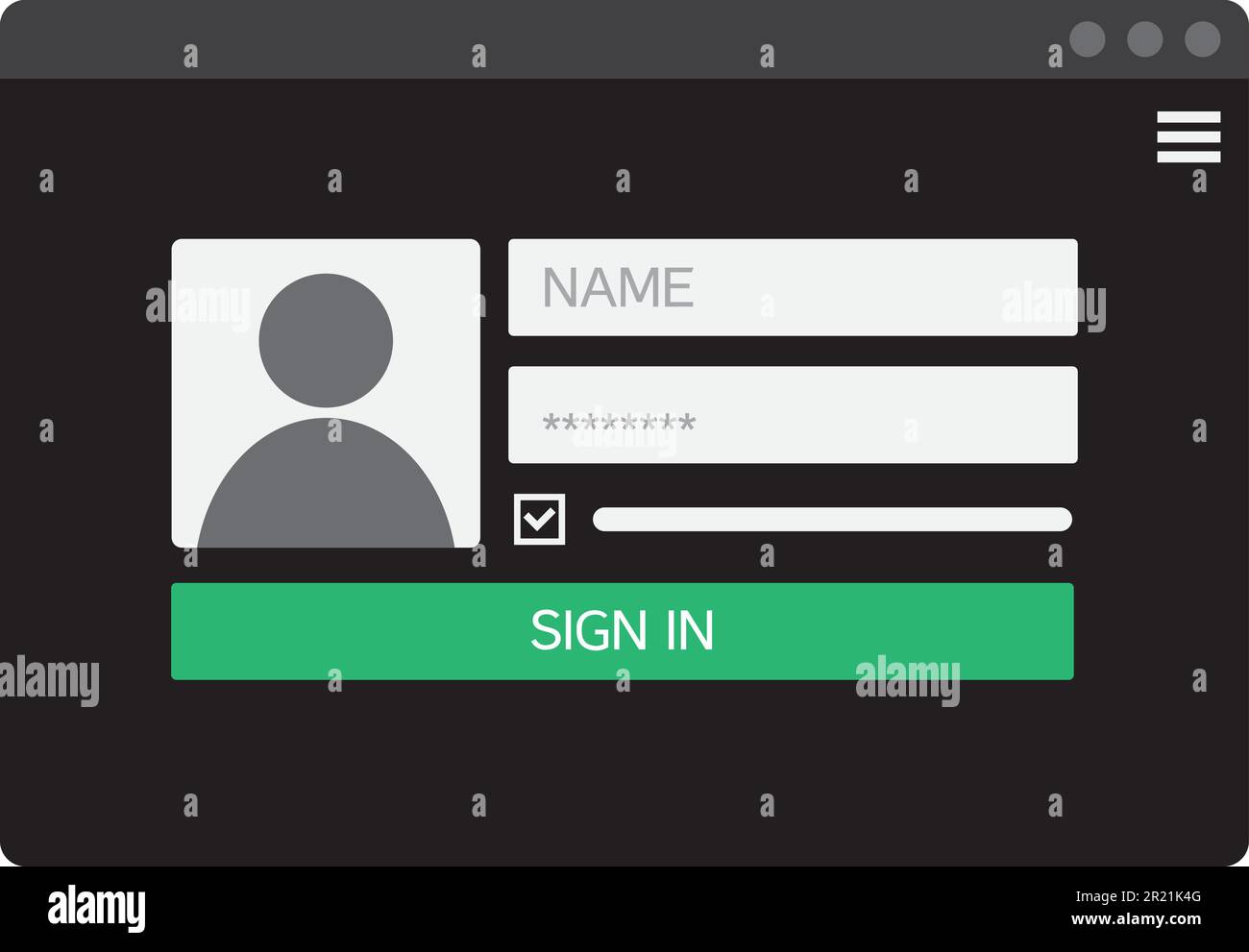 Web Template and Elements for site form of login to account on computer ...