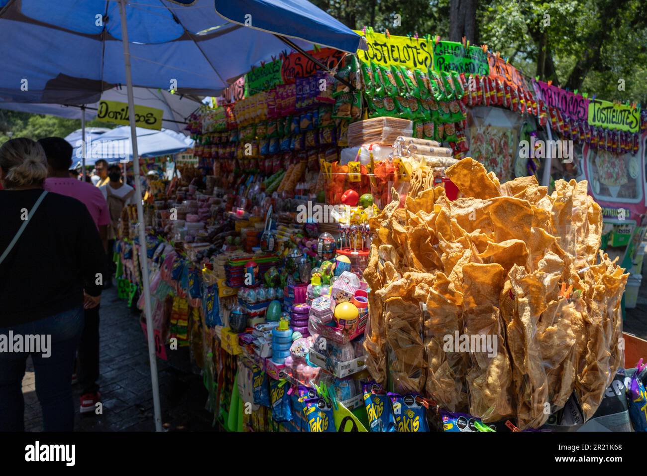 Mexico City, Mexico, May 07, 2023: Chips and Chicharron Stall in ...