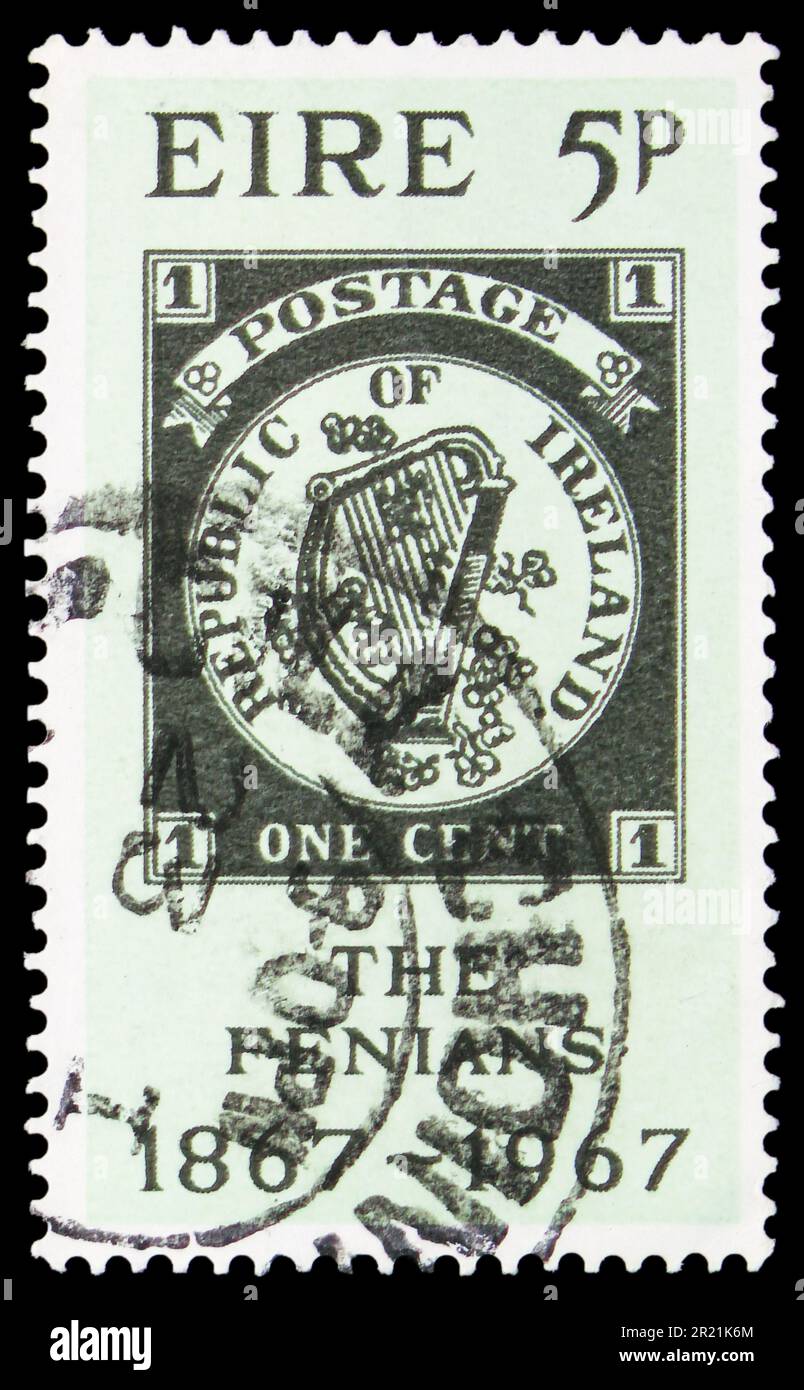 MOSCOW, RUSSIA - APRIL 08, 2023: Postage stamp printed in Ireland shows ...