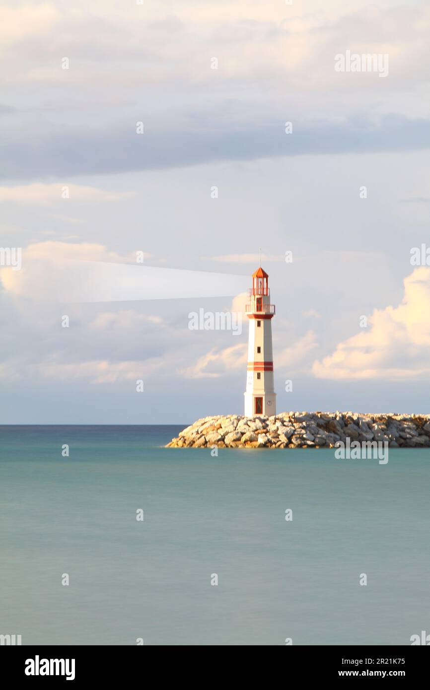 guiding and locator lighthouse with its light. very important for sea ...