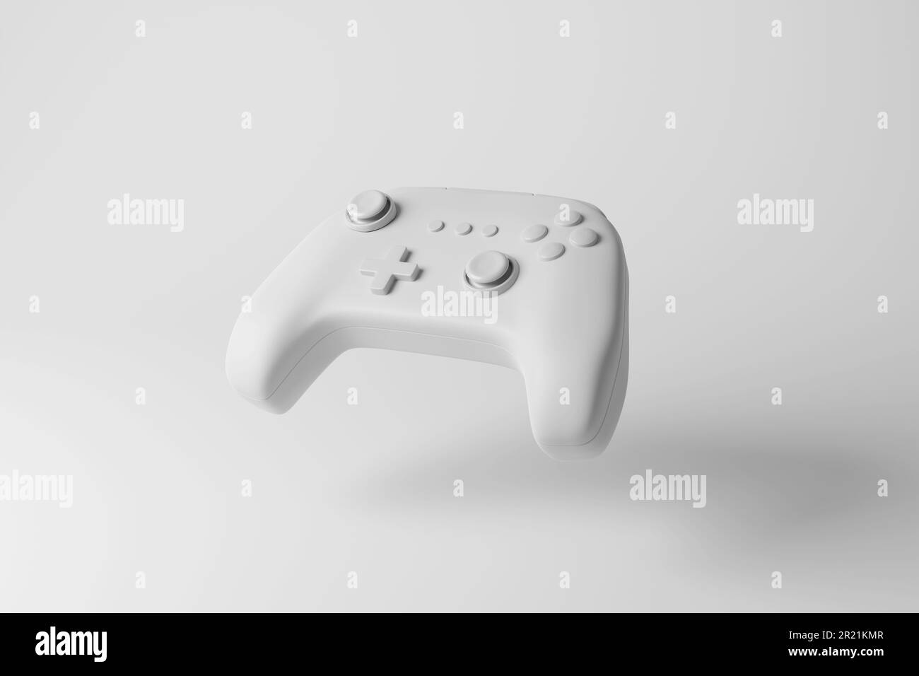 White gaming controller (gamepad) is floating on white background ...