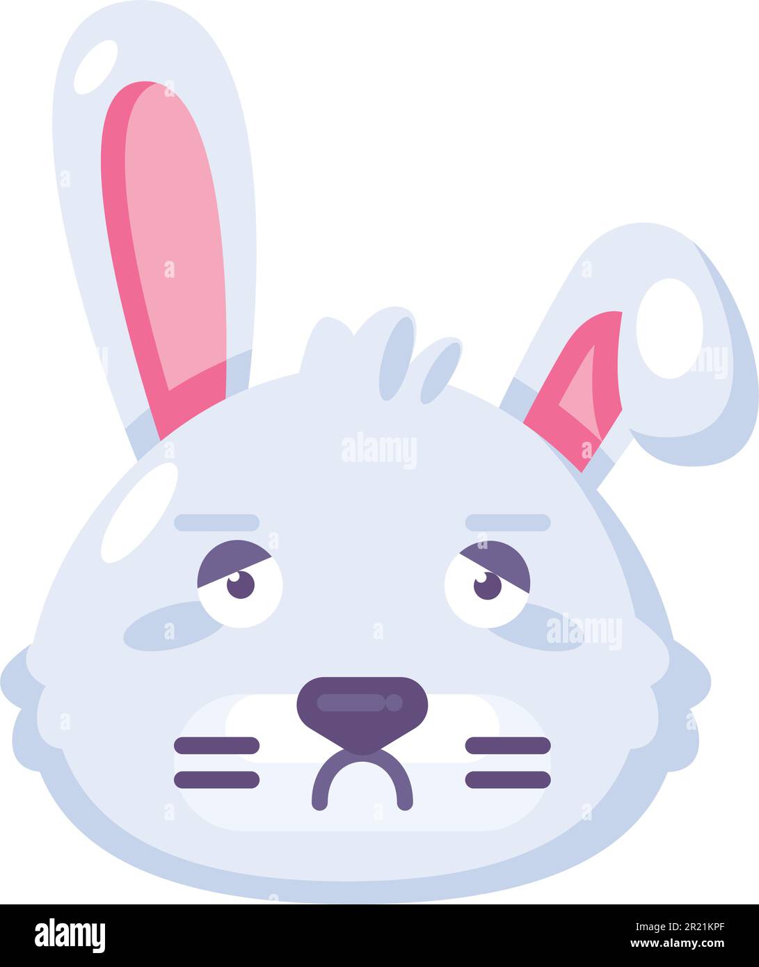 Rabbit melancholy and boring emotion emoji vector. Sad domestic animal ...
