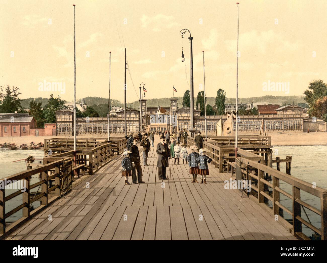 Beach of Sopot in West Prussia, formerly Germany, today Sopot in Poland ...