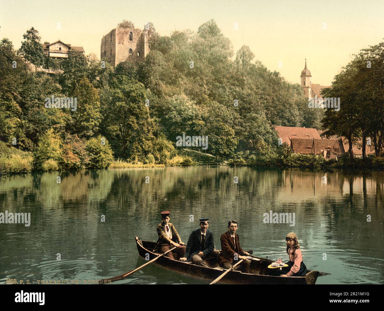 The castle pond with rowing boat in Dresden in Saxony, Germany ...