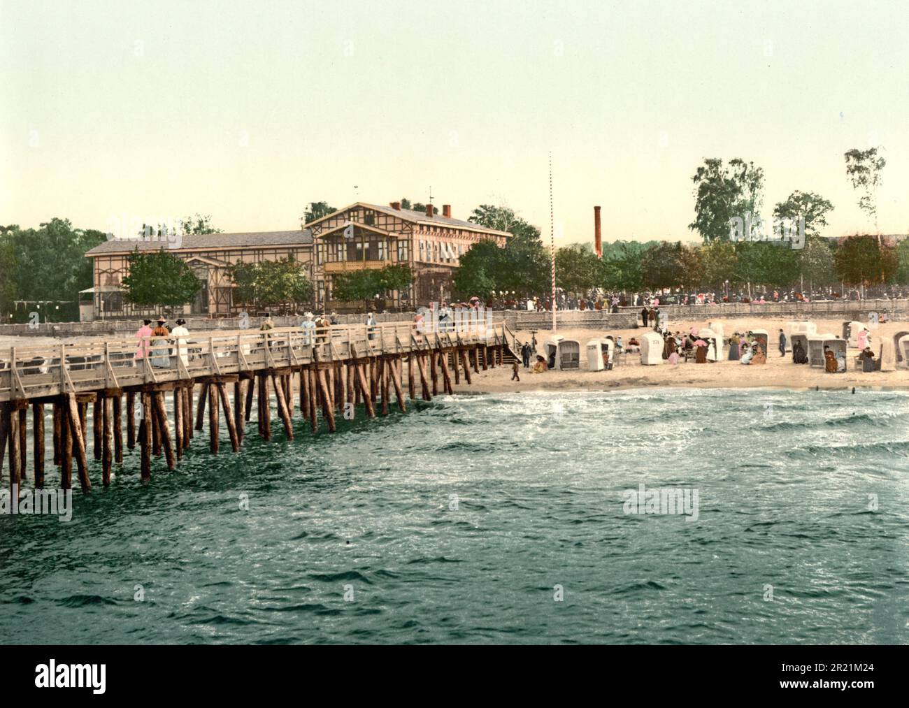 Castle, bridge and beach of Colberg in Pomerania, formerly Germany ...