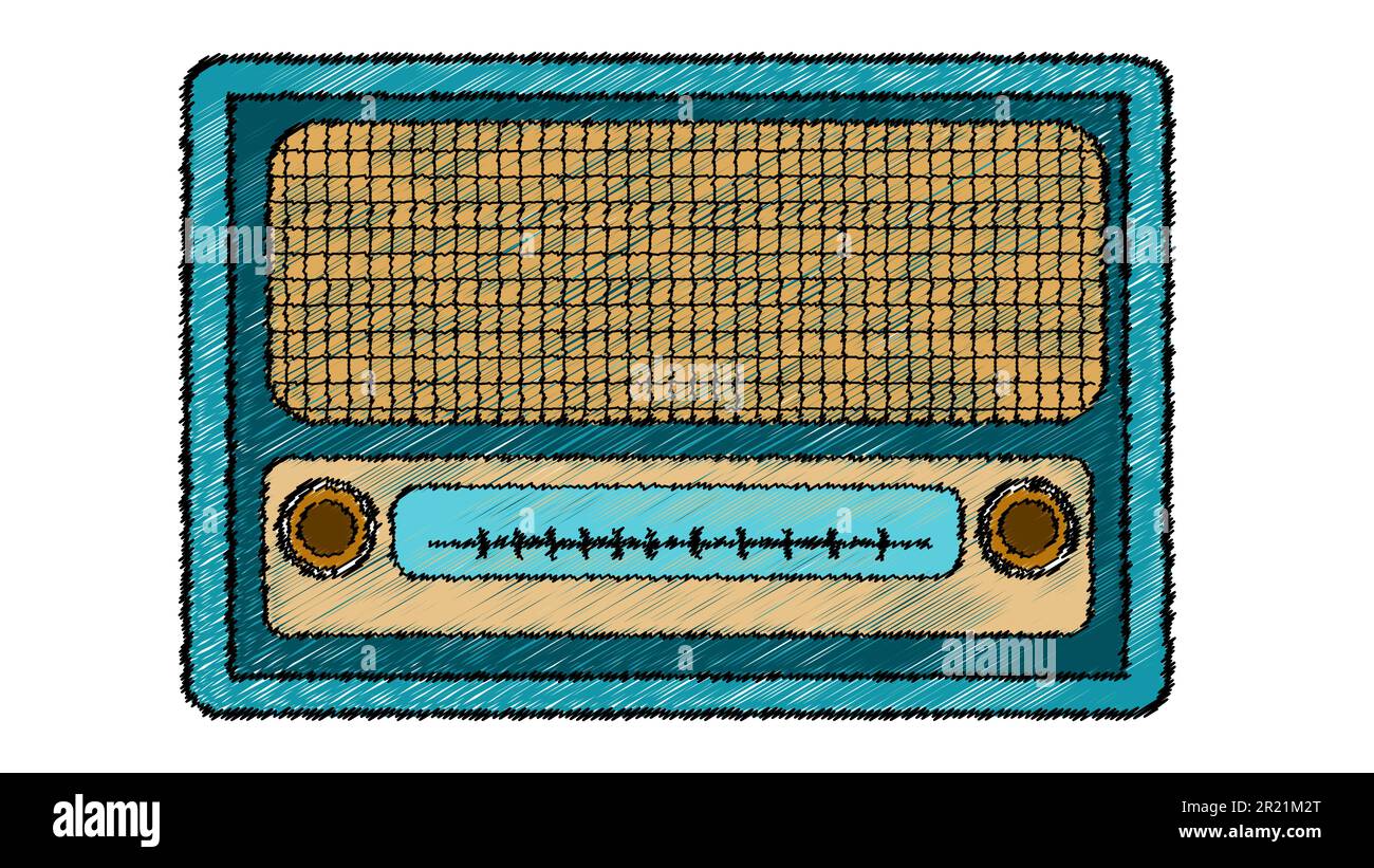 Blue retro, hipster, antique, old, antique, analog, music radio from ...
