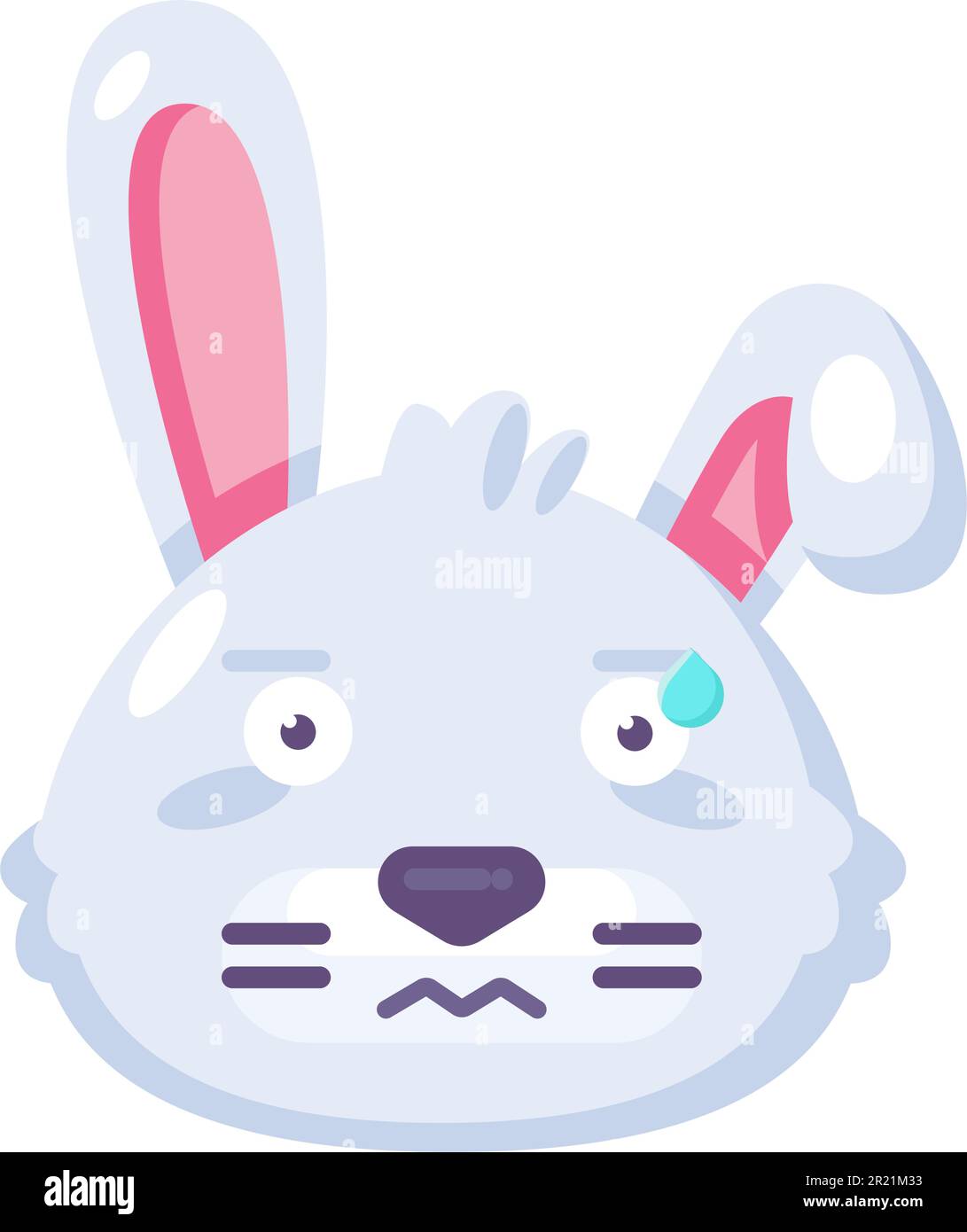 Bunny perspirable expression funny emoji vector. Farm land rabbit ...