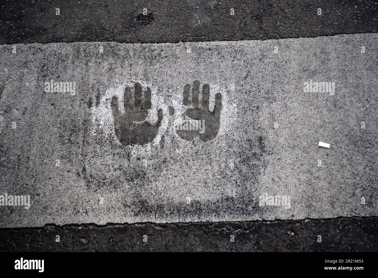 Berlin, Germany. 16th May, 2023. The imprint of two hands can be seen ...