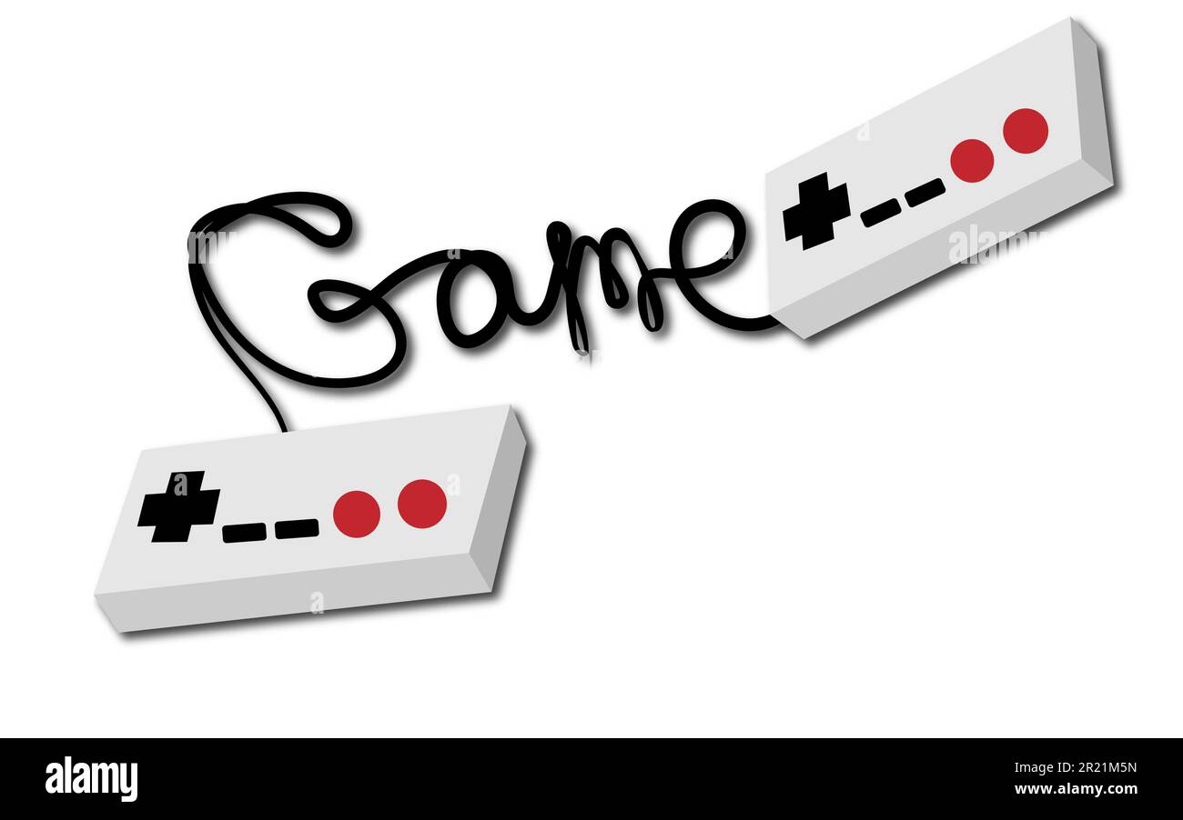 2 white retro, hipster, vintage, old, antique, playful joystick for ...