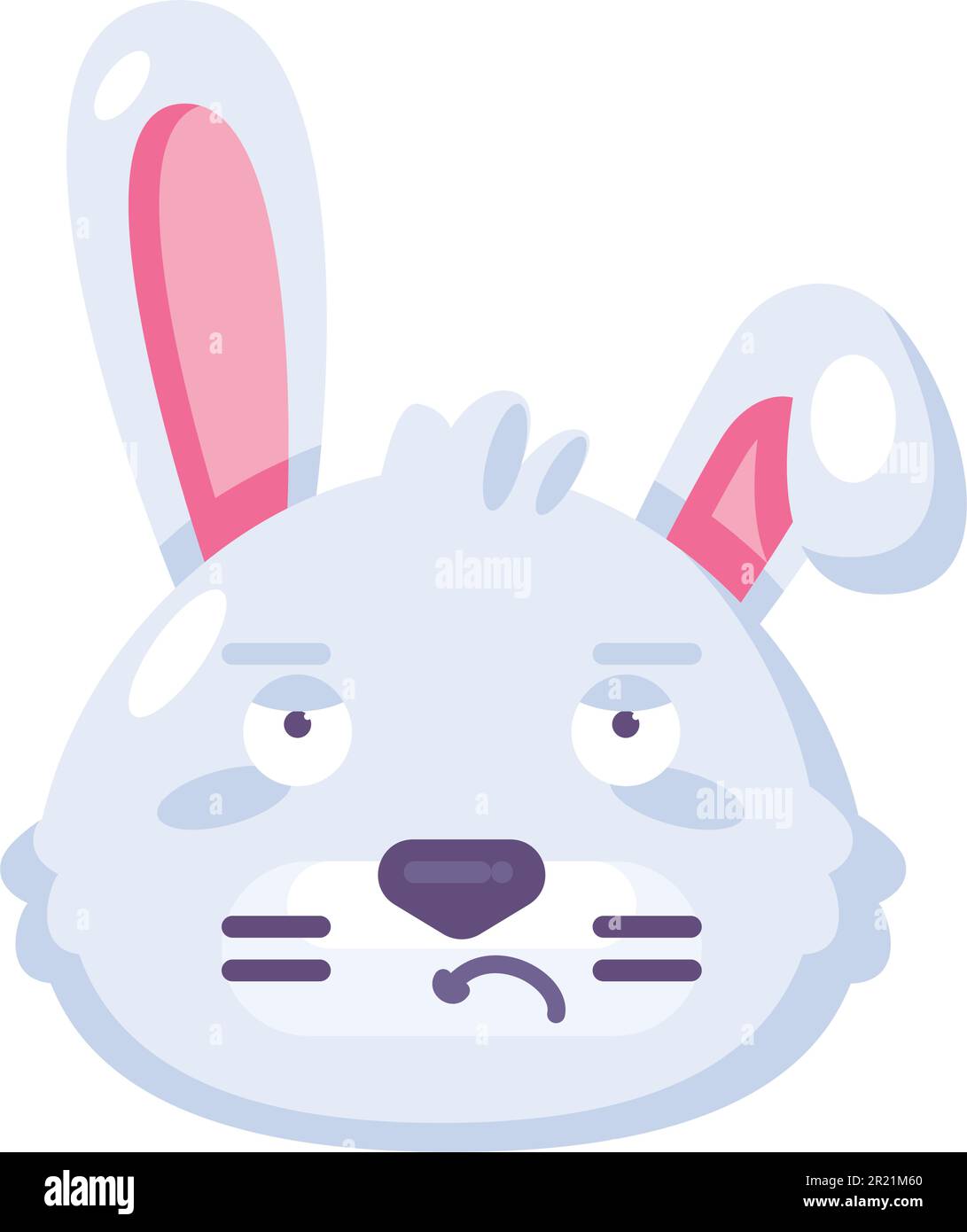 Rabbit sorrowful expression facial emoji vector. Wild bunny animal sad ...