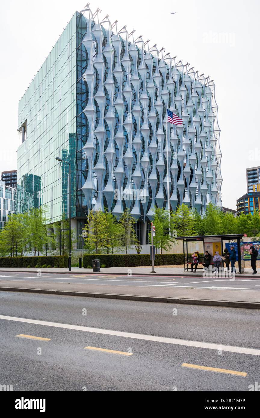 Exterior of the Embassy of the United States of America. Flagpole ...