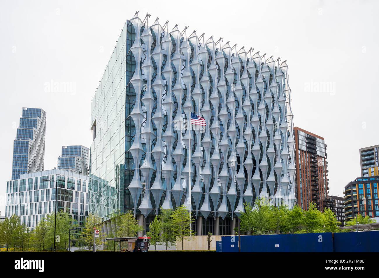 Exterior of the Embassy of the United States of America. Flagpole ...