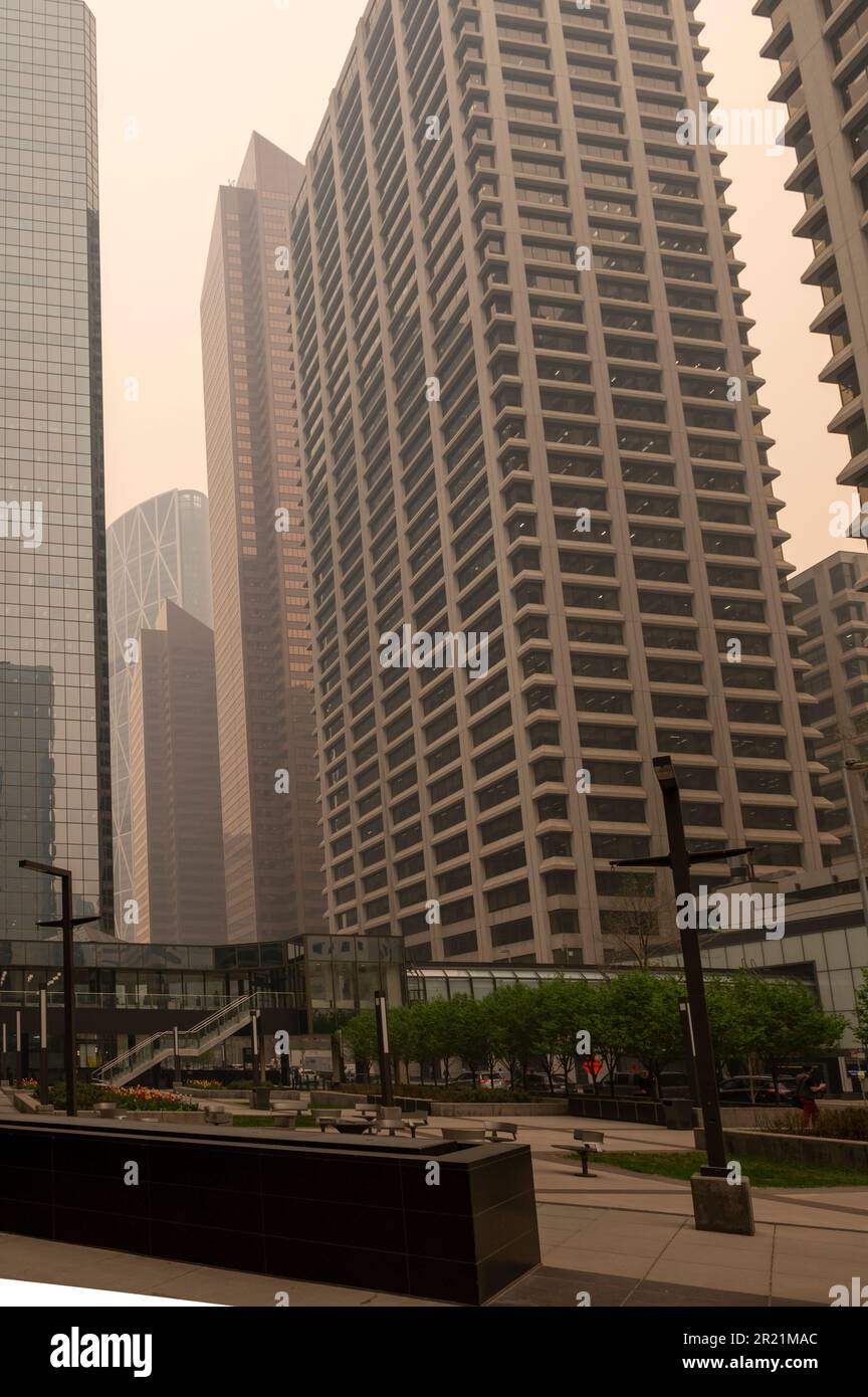 Calgary, Alberta, Canada, 16 May 2023 Heavy smoke pollution from the ...