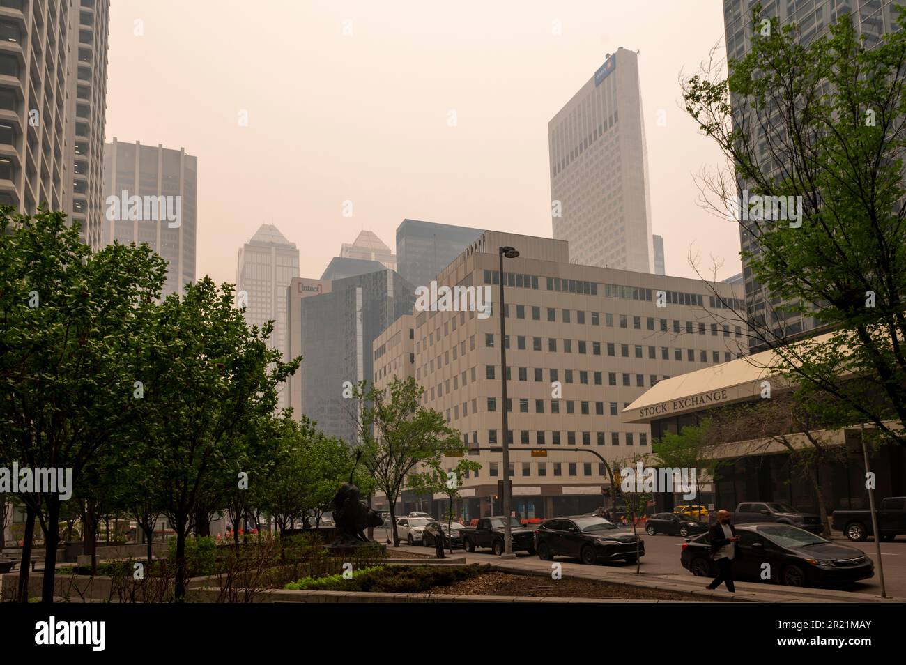 Calgary, Alberta, Canada, 16 May 2023. Heavy smoke pollution from the ...
