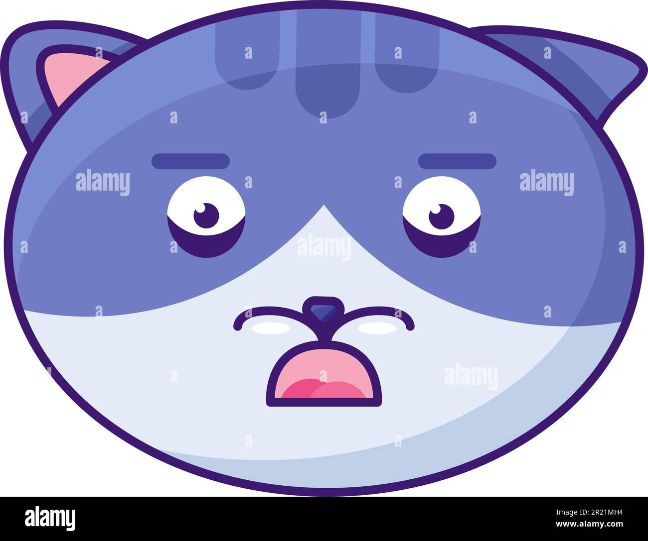 Cat afraid expression face funny emoji vector. Kitten domestic animal ...