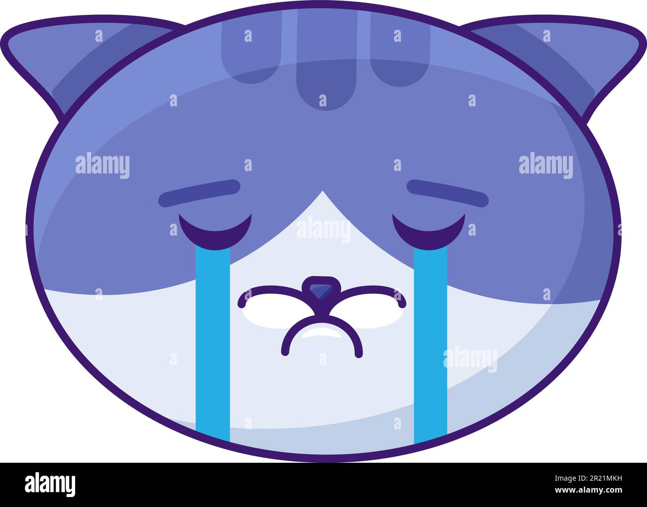 Cat crying expression cute funny emoji vector. Kitty pet animal face ...