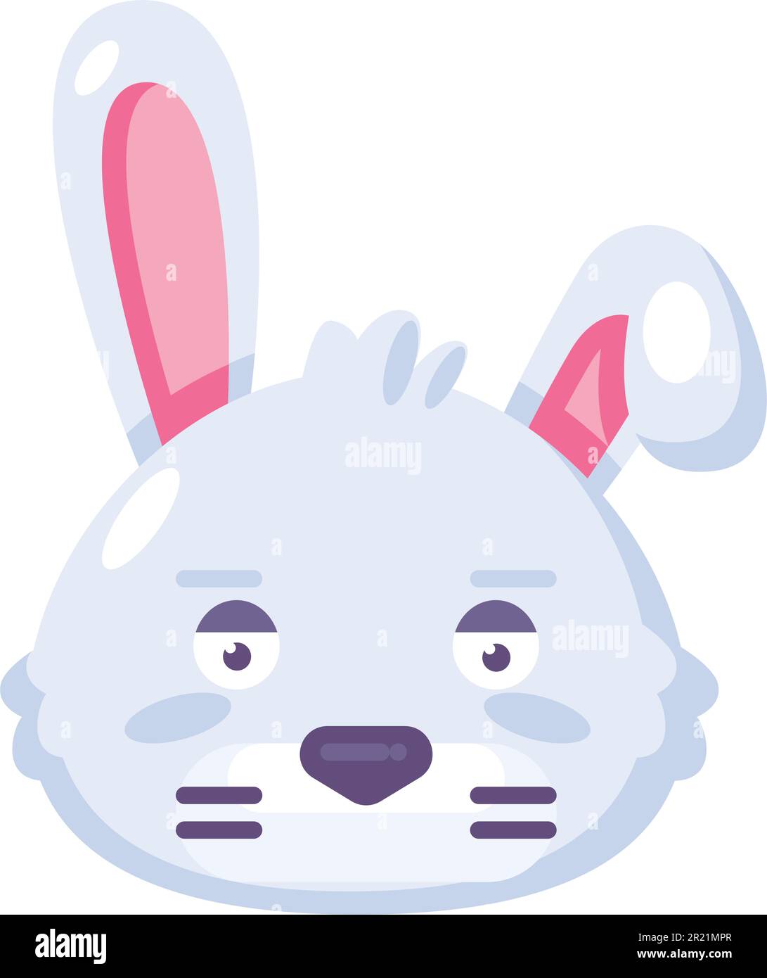 Rabbit pocker face neutral expression emoji vector. Wild fuzzy bunny ...