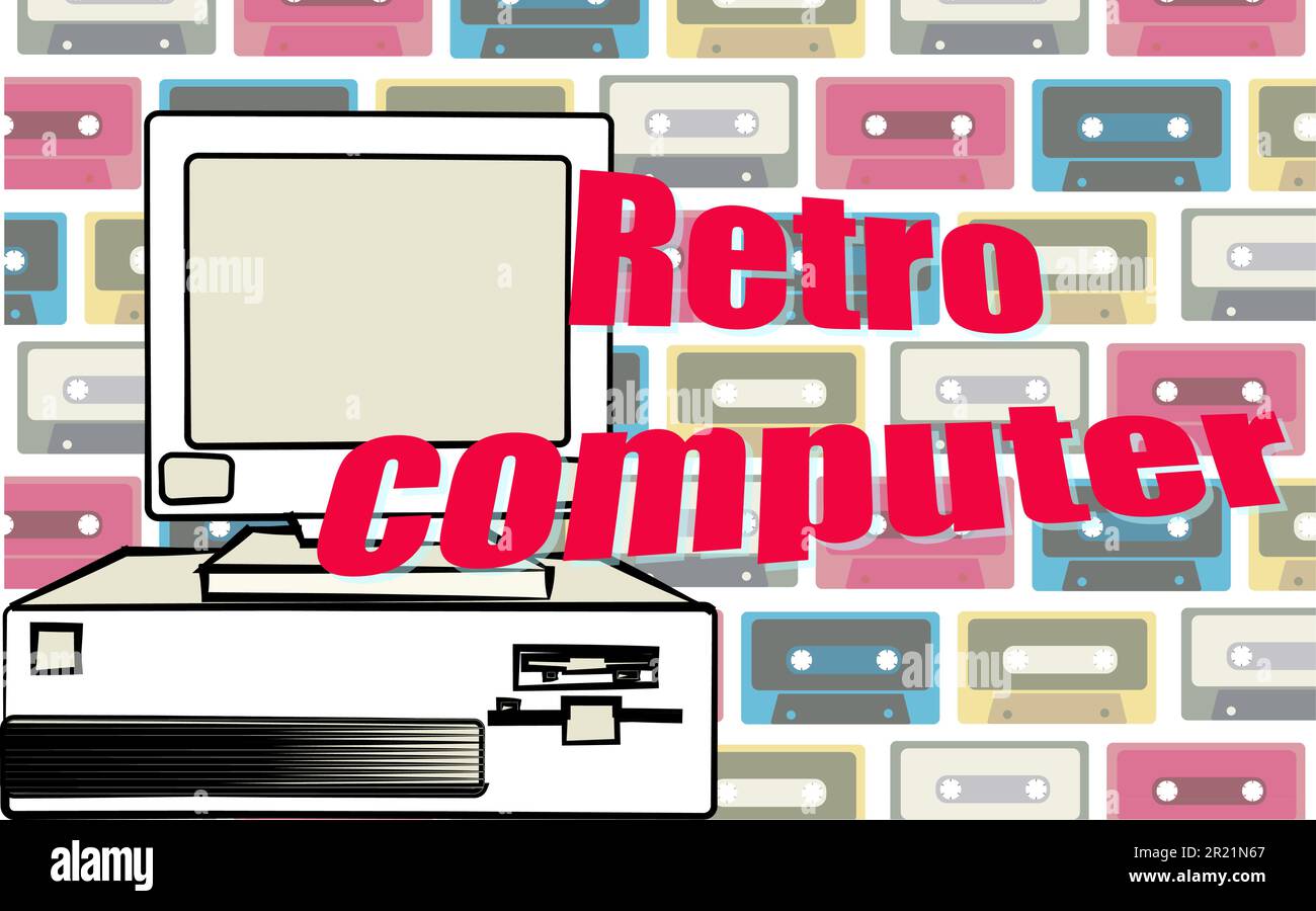 Old vintage retro hipster antique gaming desktop computer and a retro ...
