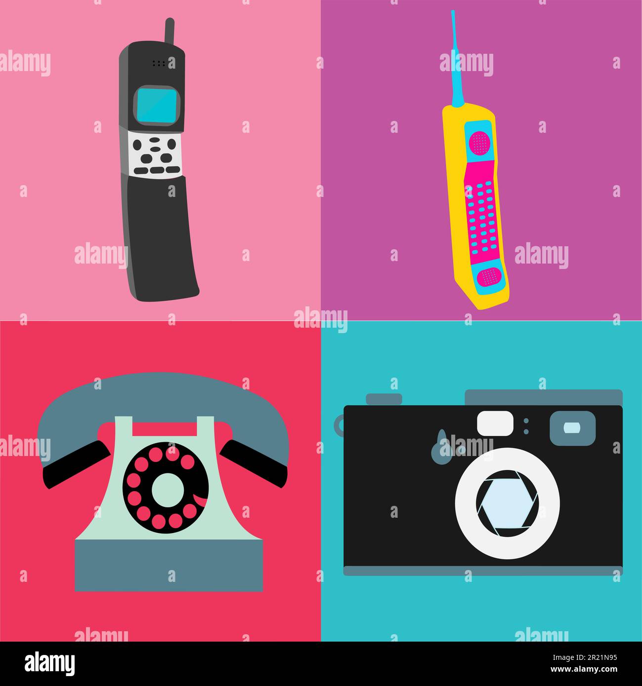 A set of old retro vintage antique hipster analog technology ...