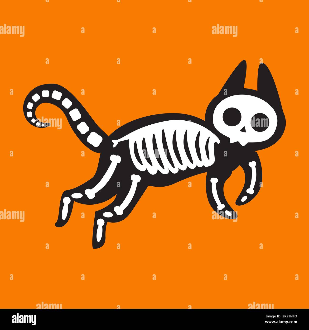 Cat skeleton jumping on halloween party vector. Domestic animal ...