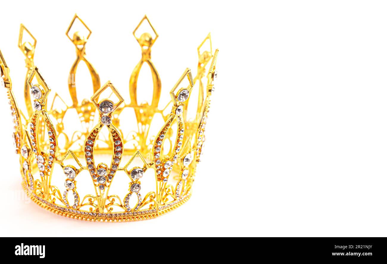 A Golden Crown Isolated on a White Background Stock Photo - Alamy