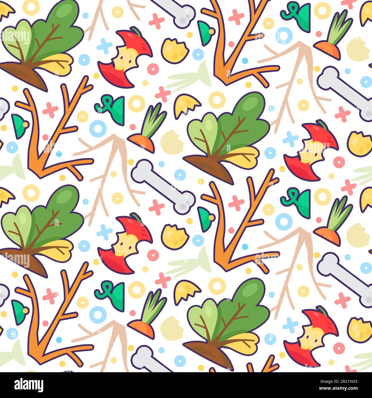 Organic waste and environmental nature vector. Apple and cucumber ...