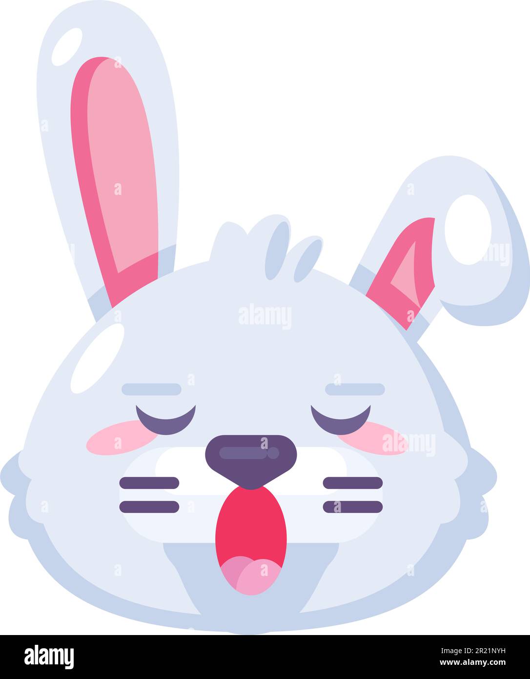 Rabbit sleeping expression cute funny emoji vector. Domestic animal ...