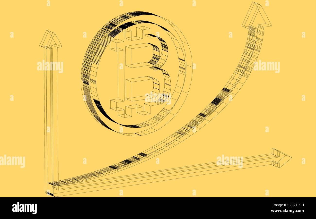 Growing chart, bitcoin coin, blockchein technology, a concept of crypto ...