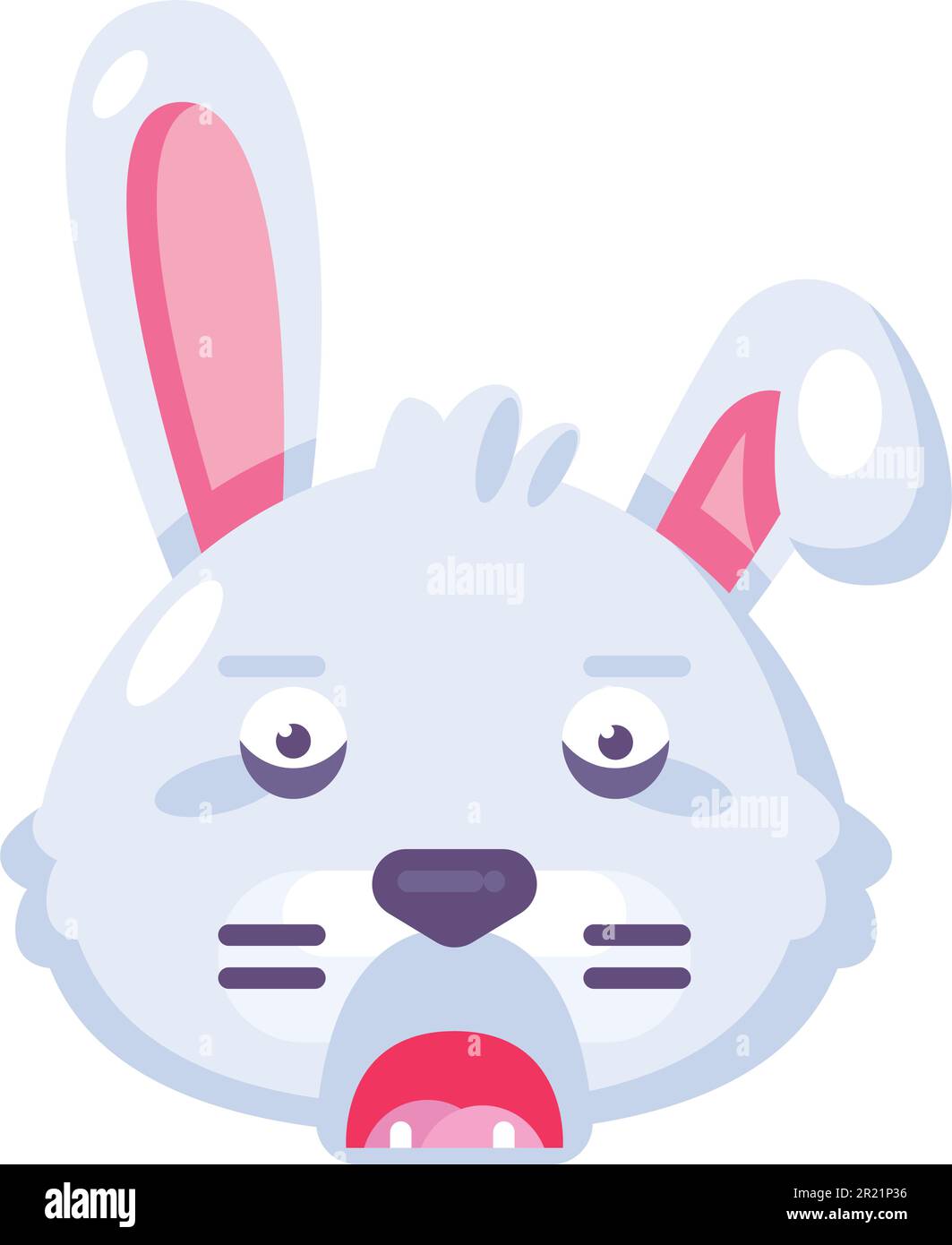 Rabbit afraid expression face funny emoji vector. Long ear bunny animal ...