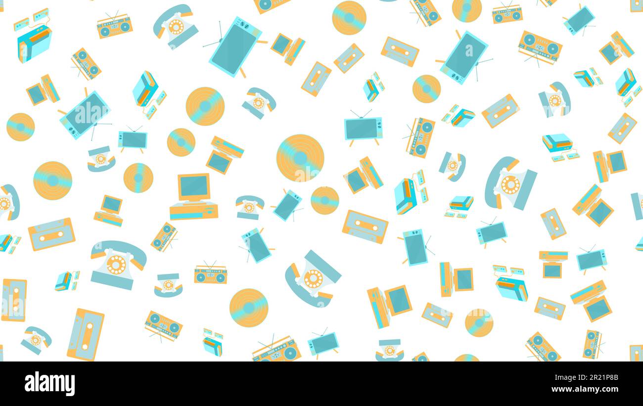 The texture is a seamless pattern of old vintage retro electronics ...