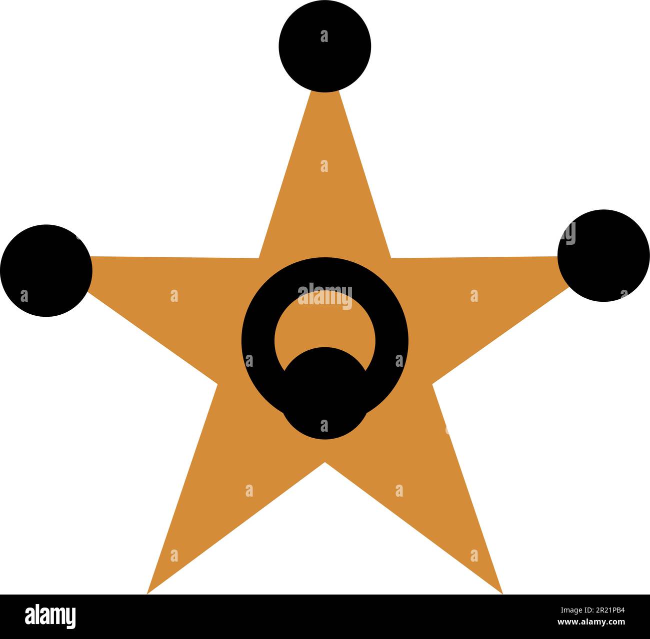 Luxury symbol five pointed star with circle in center and black dots on ...