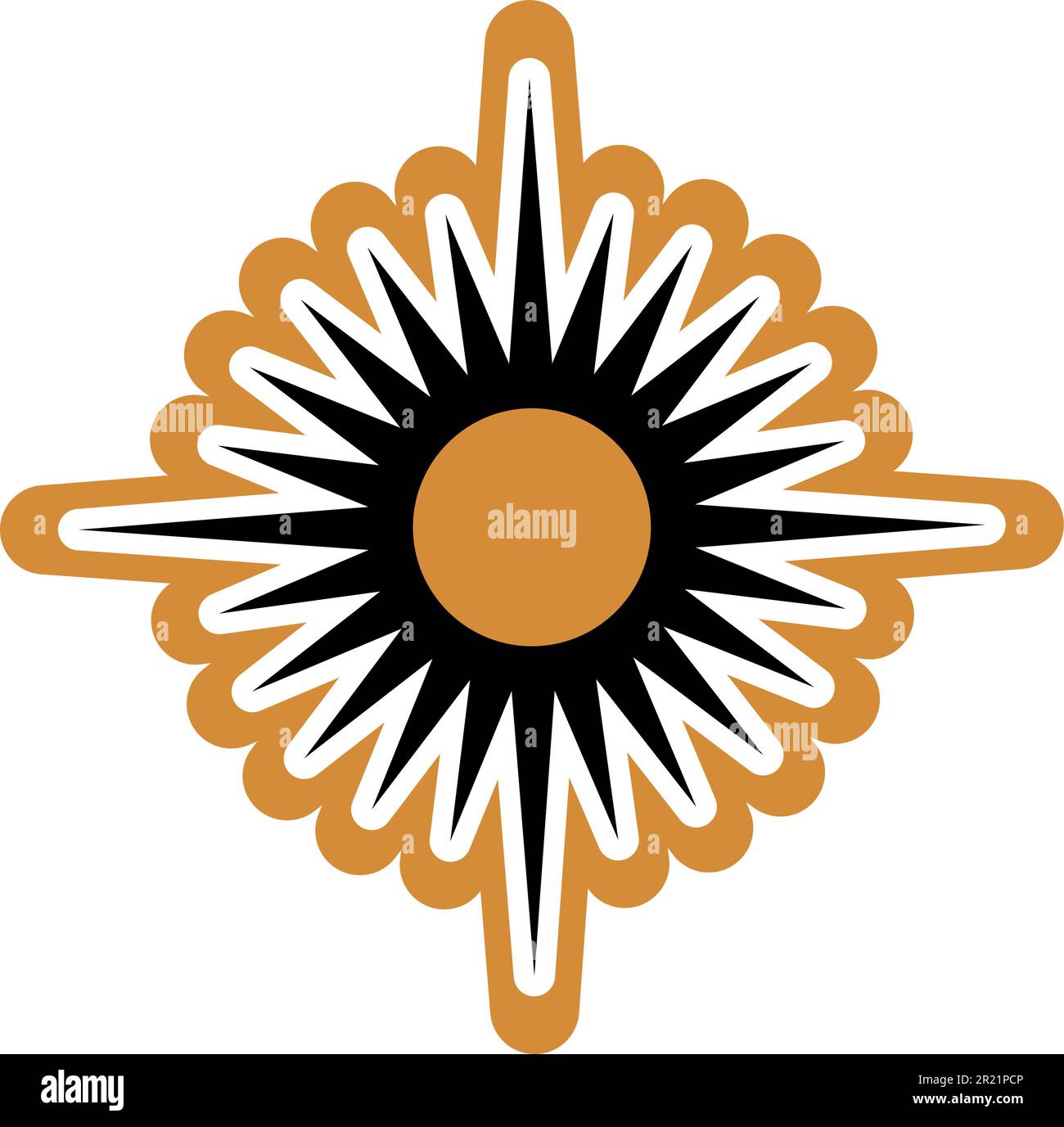 Luxury symbol sun with black center and sharp rays. Mystic symbol of ...