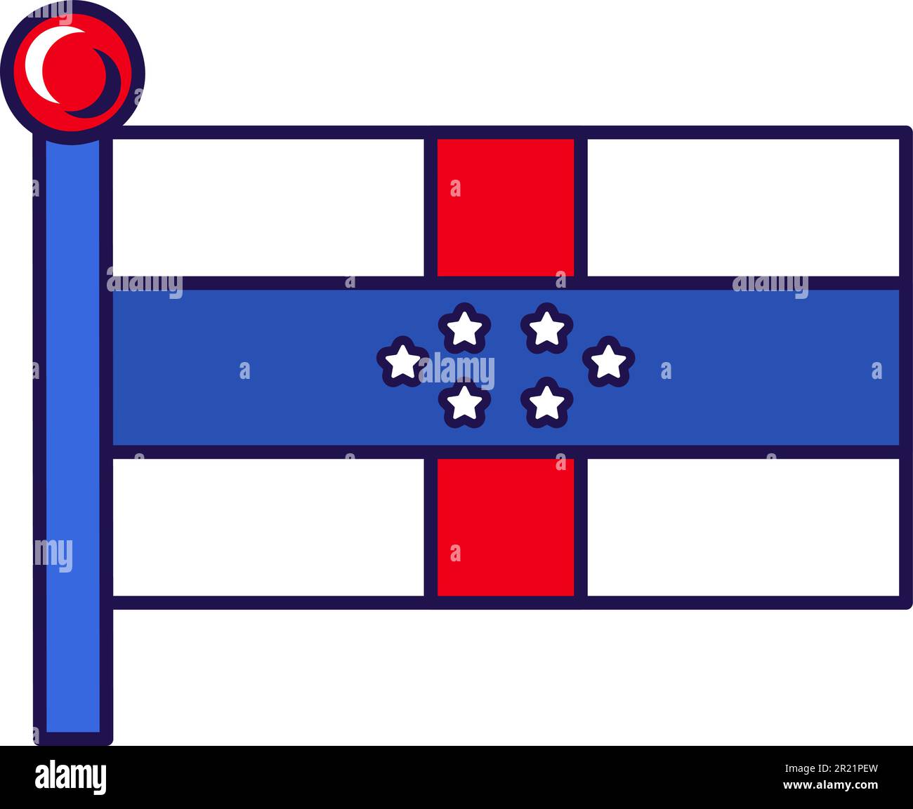 Antilles netherlands flag on flagstaff vector. National, official and ...