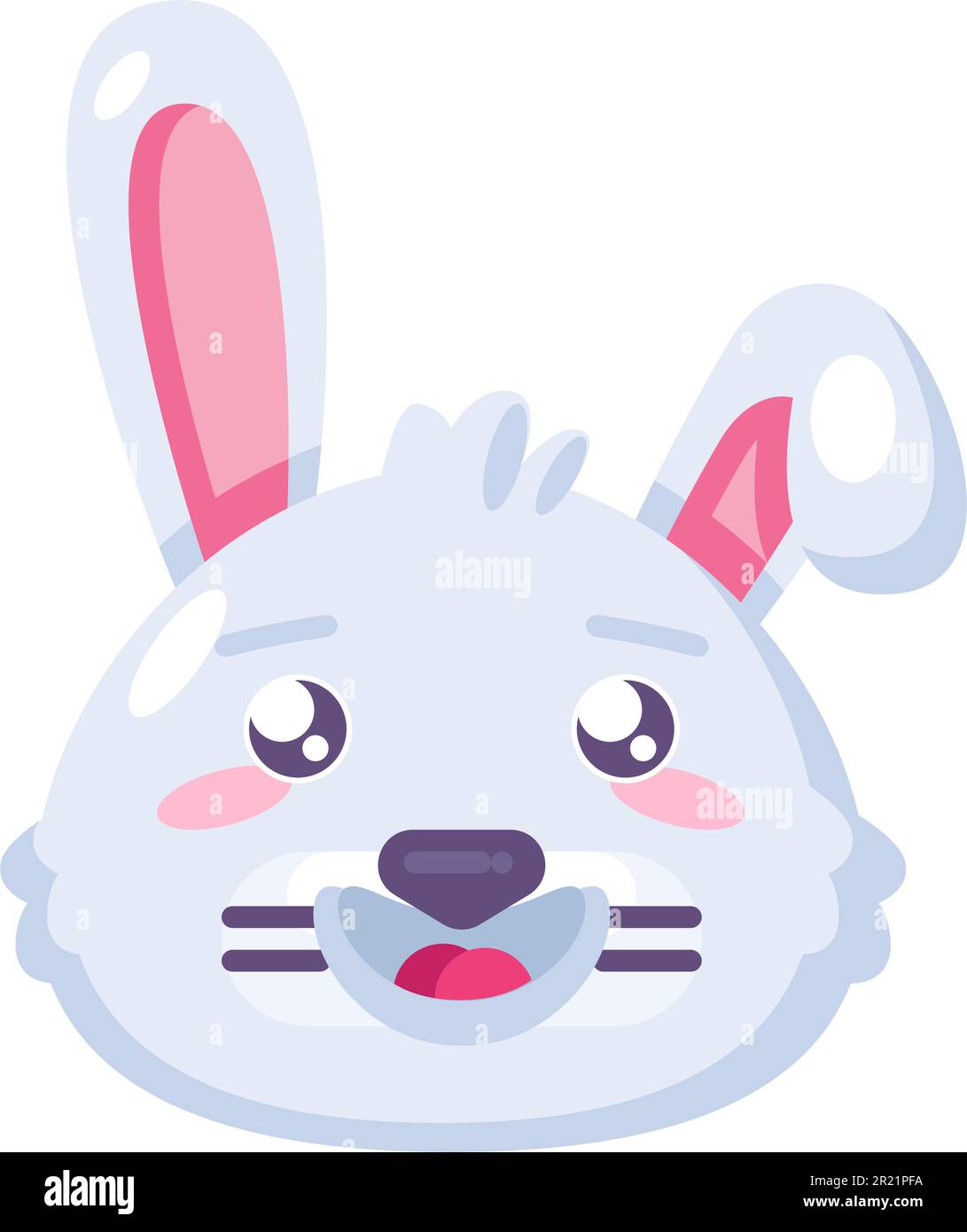 Rabbit happy eyes expression funny emoji vector. Long ear and cute eyes ...