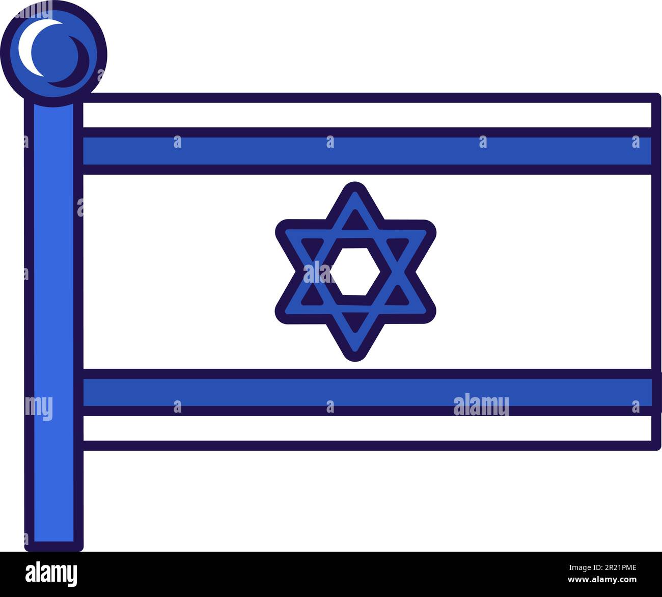 Israel state national flag on flagstaff vector. Star of david on white ...