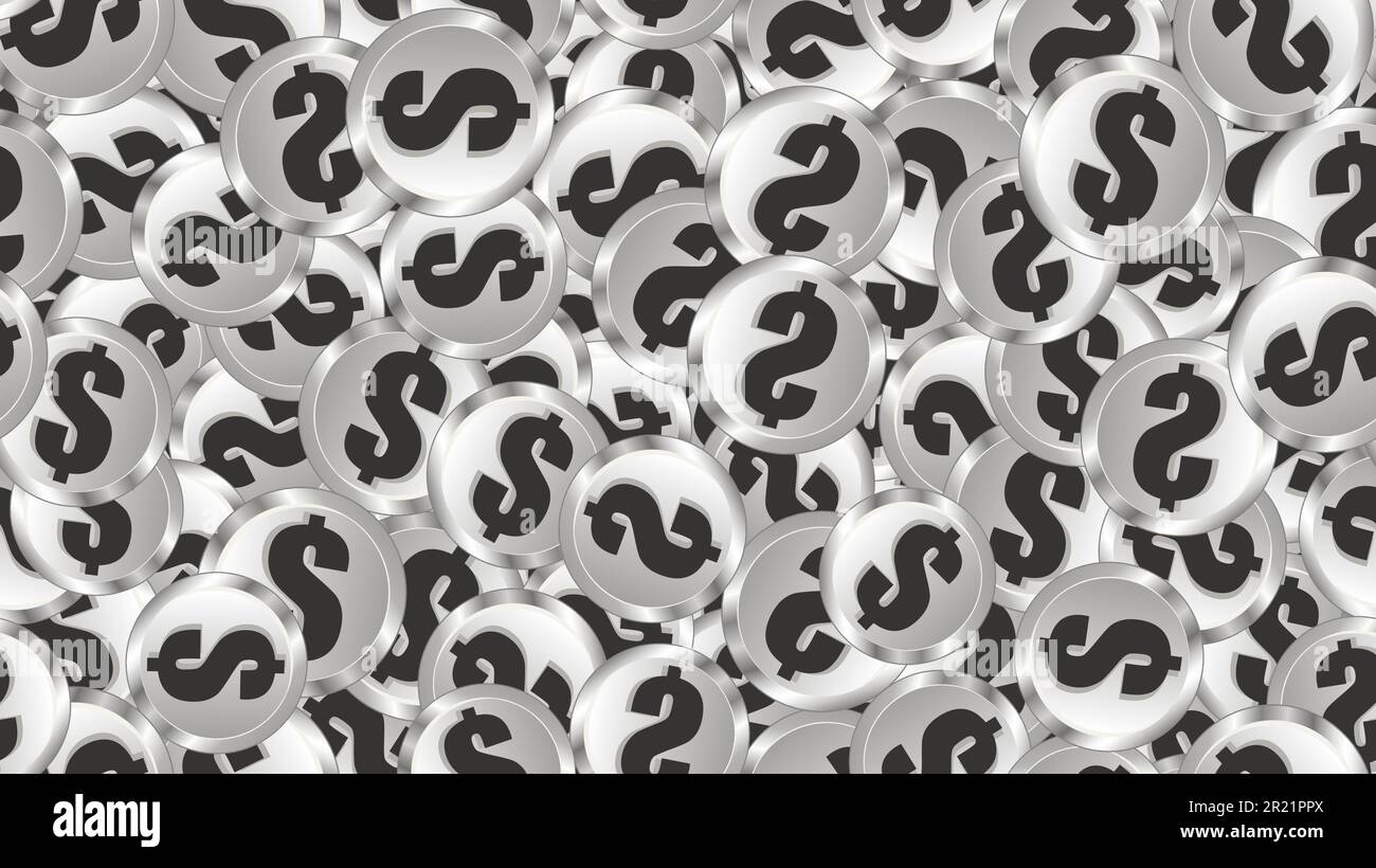 Texture seamless pattern of metal iron silver gray coins money round ...