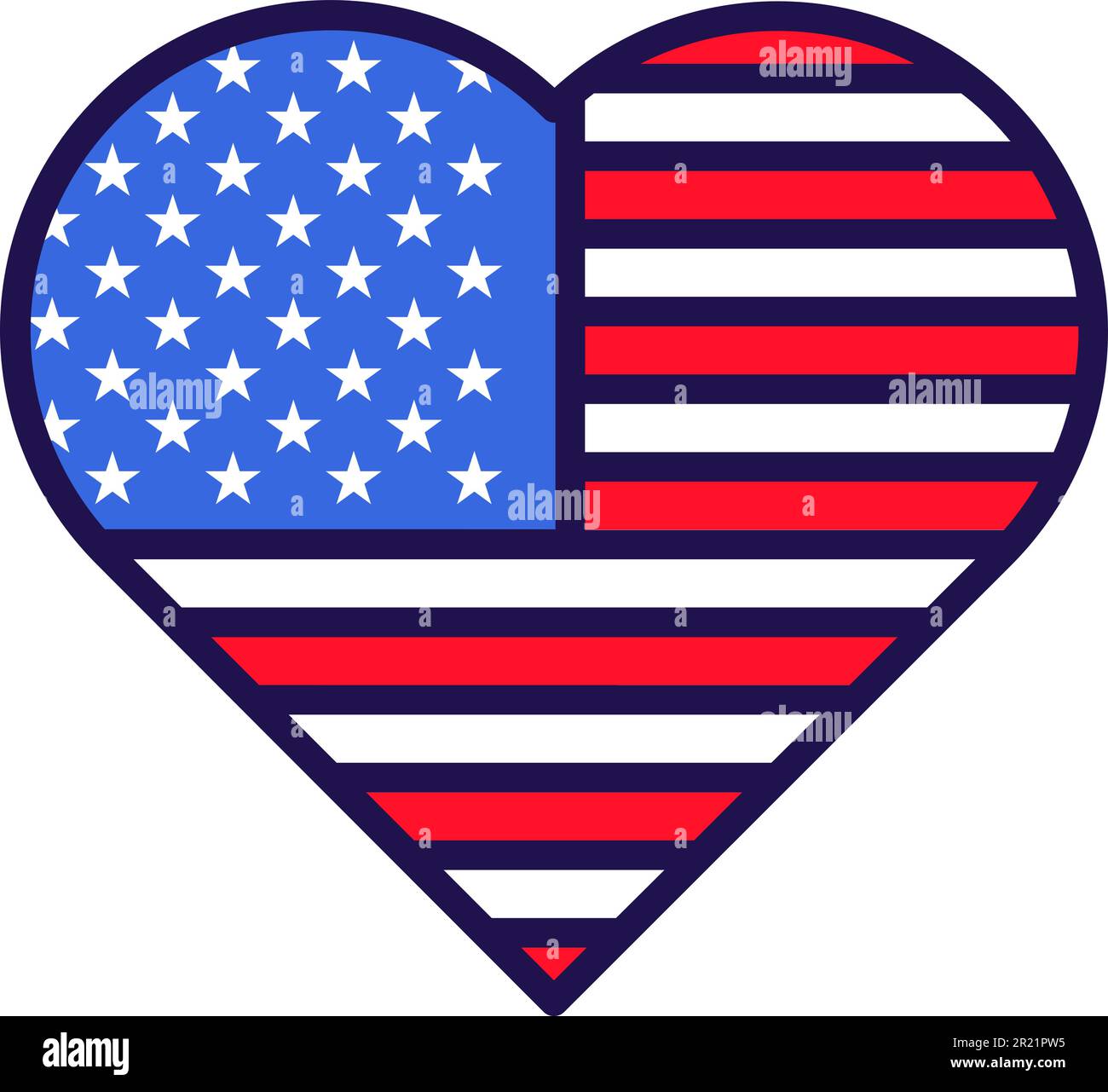 United states of america flag in heart form vector. American national ...