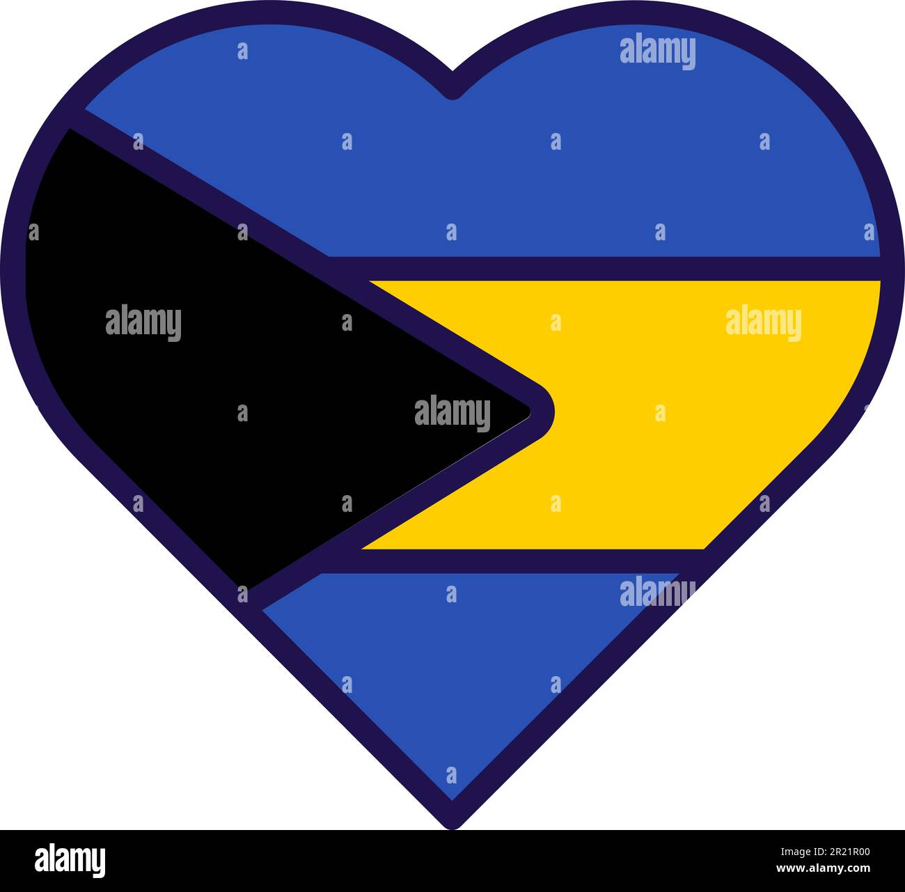 Bahamas traditional flag in heart form vector. Land area official and ...