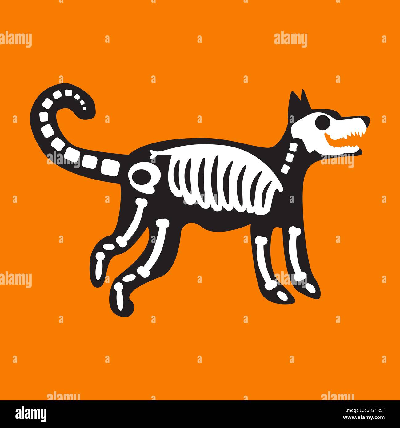 Dog skeleton halloween holiday decoration vector. Domestic animal spine ...