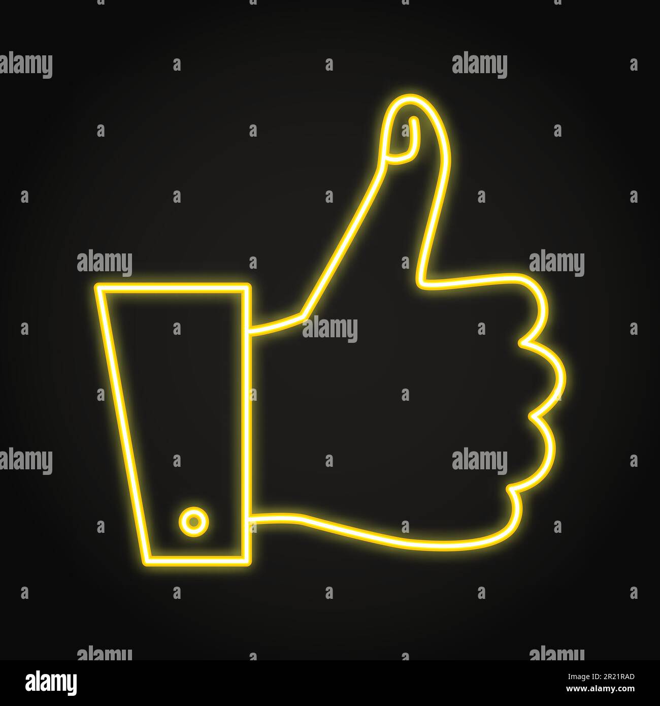 Hand with thumb up neon icon in line style. Like, confirm symbol ...