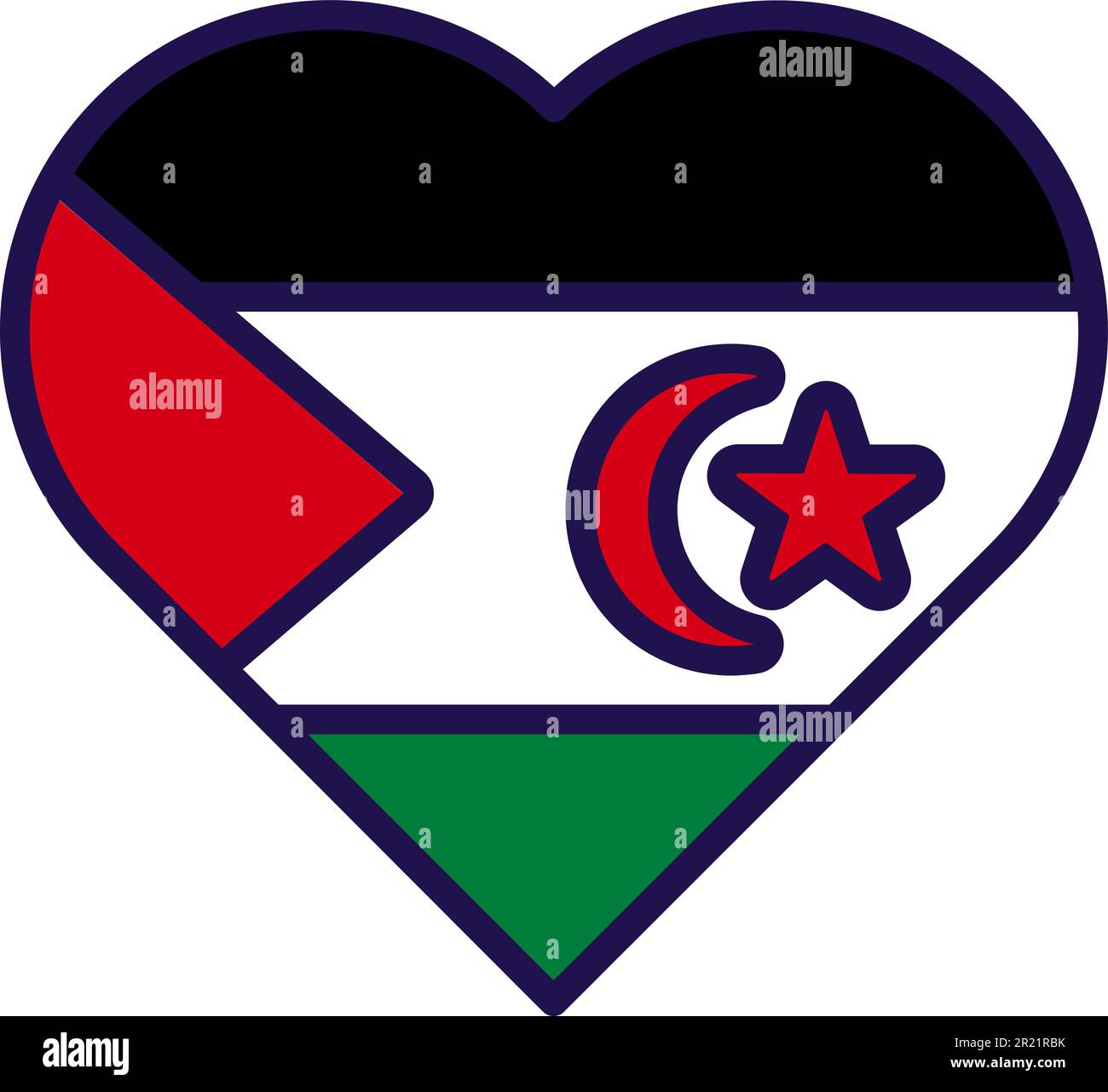 Western sahara nation flag in heart form vector. Sahrawi arab ...