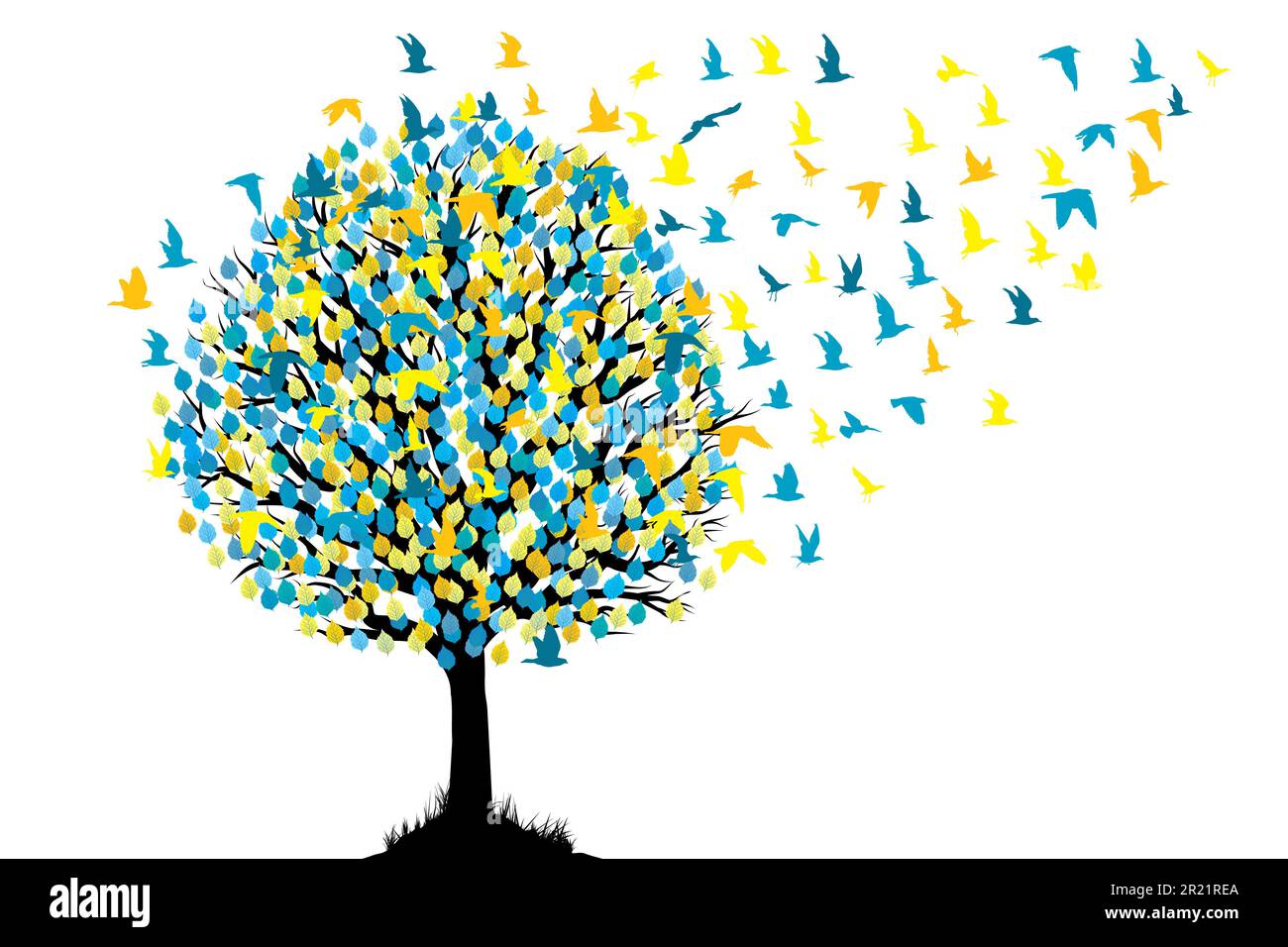Birds flying from tree Stock Vector Images - Alamy