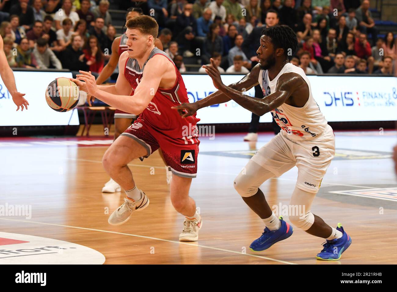 Hasselt, Belgium. 16th May, 2023. Antwerp's Thijs De Ridder and Limburg ...