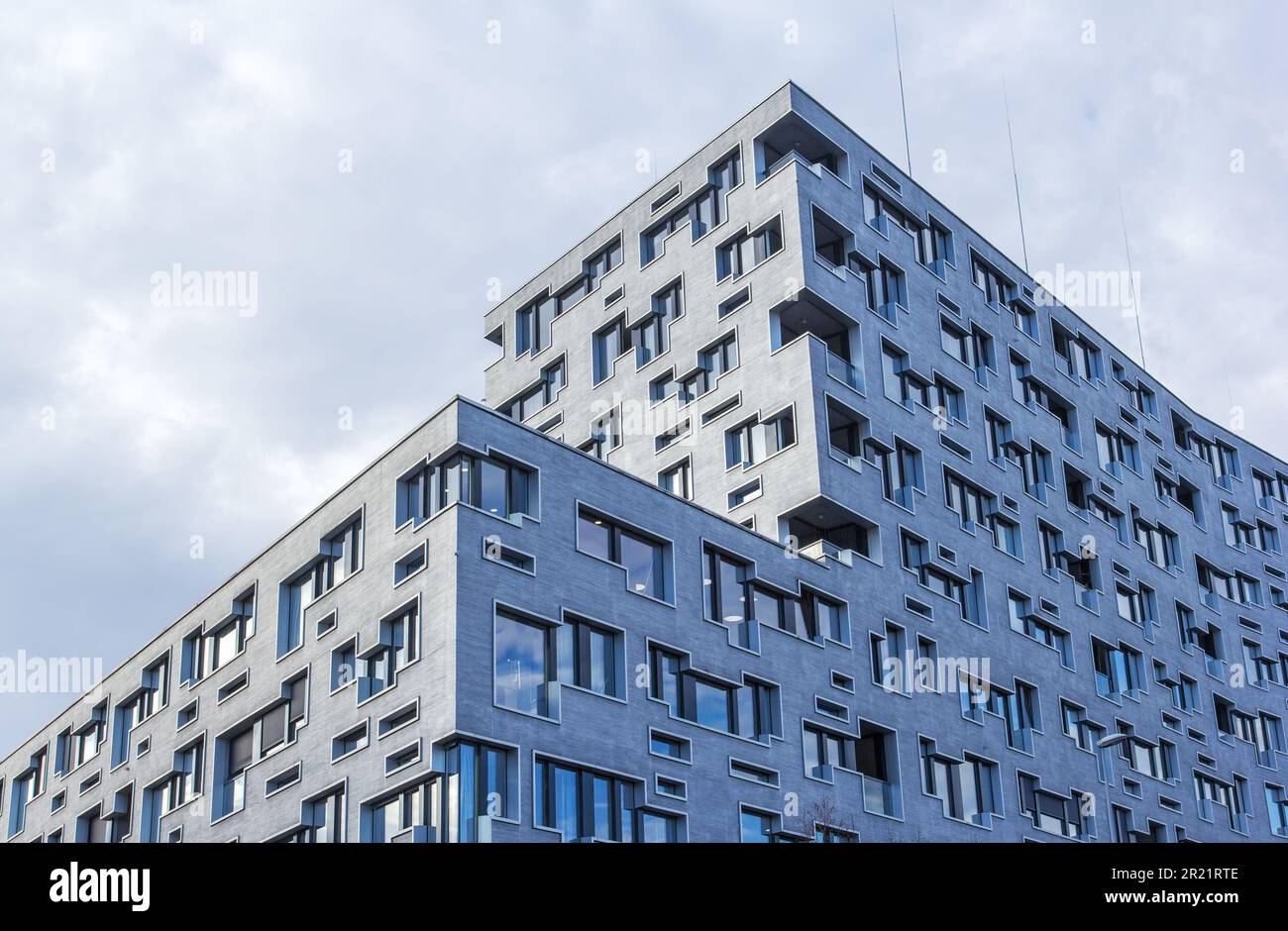 Basel, Switzerland - December 14.2020: Modern building facade with ...